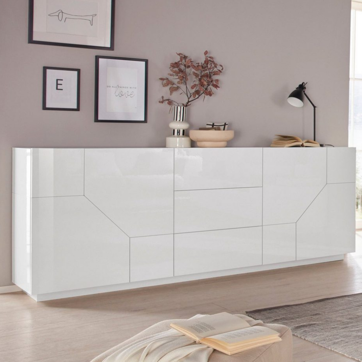 ALIEN Modern White Gloss Sideboard with Abstract Design Furniture.Agency