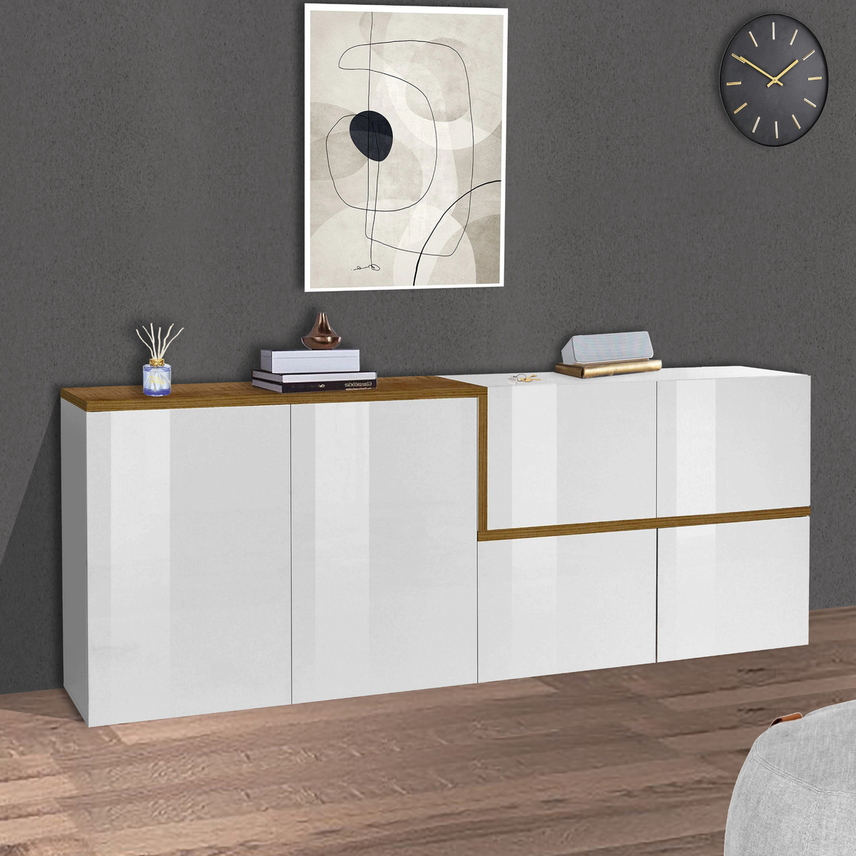 ZEN Modern High-Gloss Sideboard with Push-to-Open Doors – Furniture.Agency