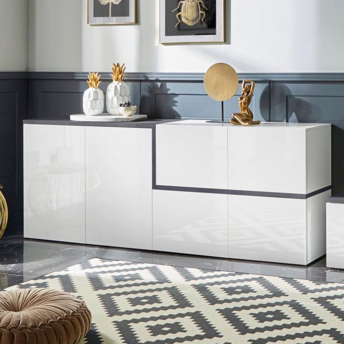 ZEN Modern High-Gloss Sideboard with Push-to-Open Doors – Furniture.Agency